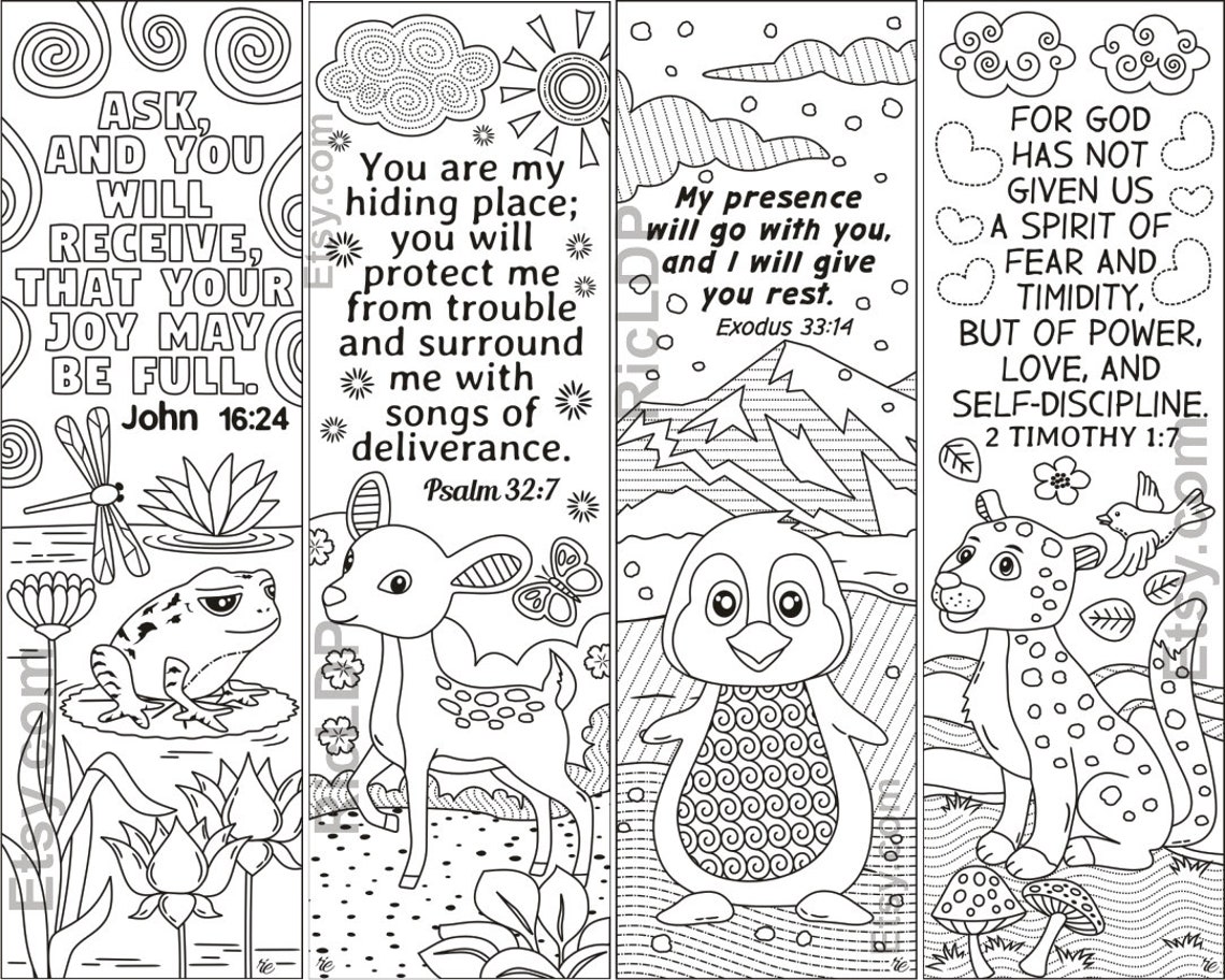 Animal Doodles Bible Verse Bookmarks: Scripture Coloring Art (PDF/JPEG ...
