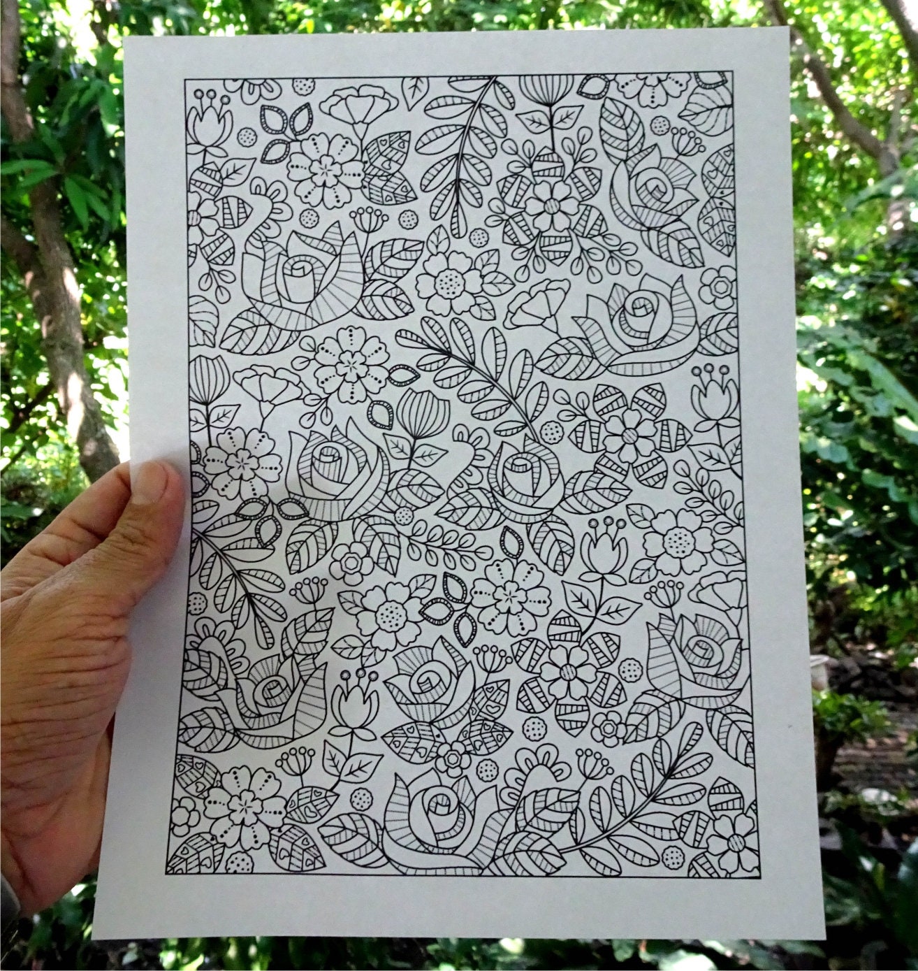 Four Flower Zentangle Coloring Pages Seamless Floral - Etsy