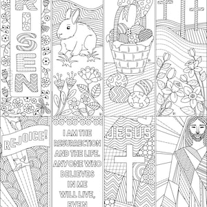 Set of 8 Coloring Bookmarks for Easter Christian Coloring - Etsy