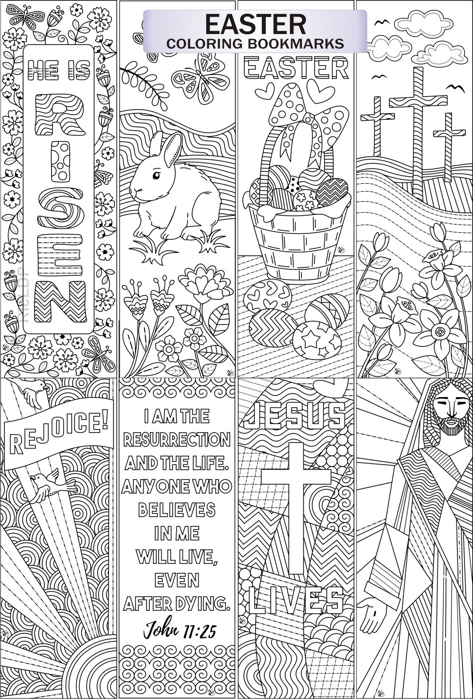 Set of 8 Coloring Bookmarks for Easter Christian Coloring - Etsy