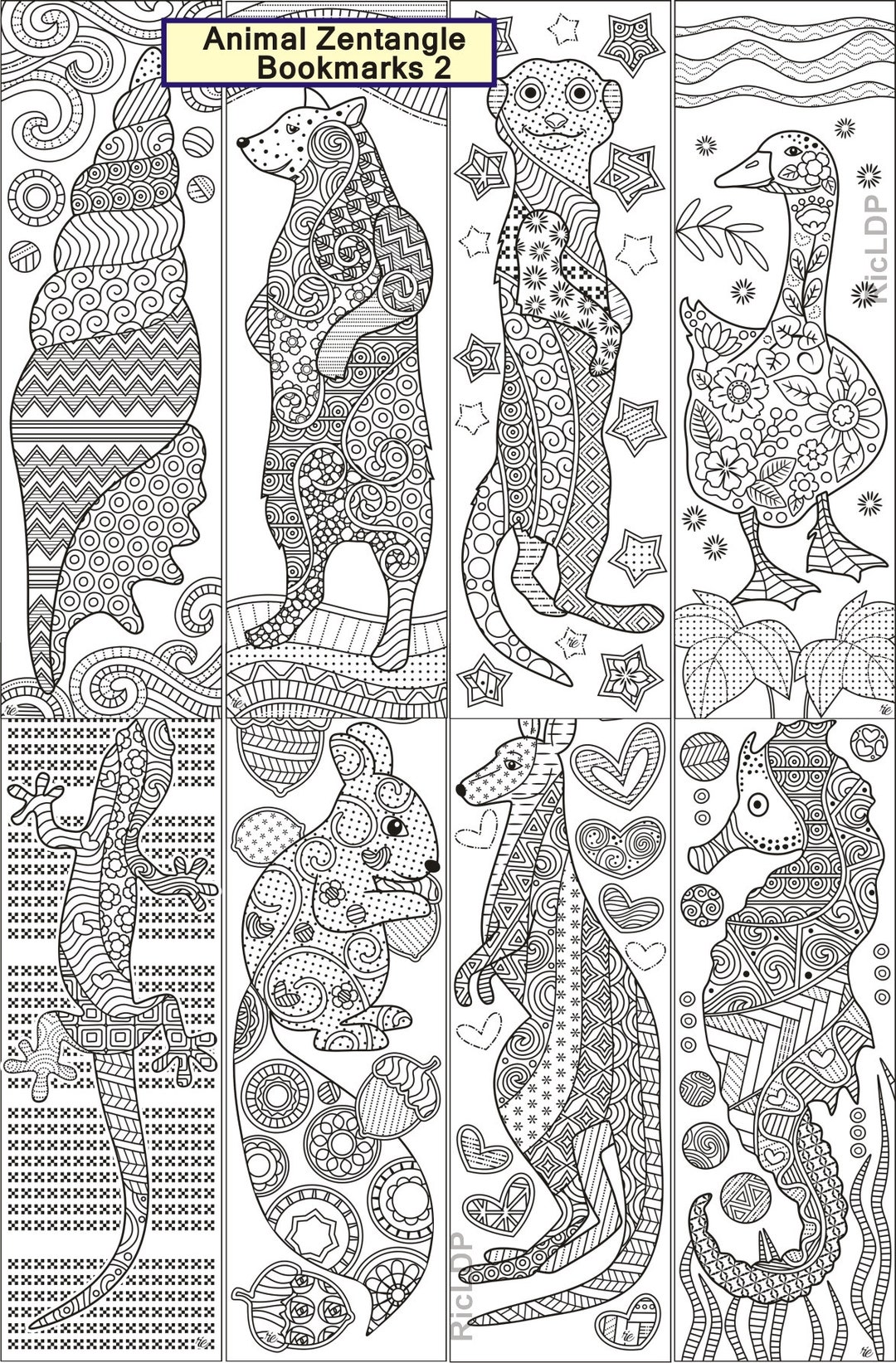 Printable Animal Coloring Bookmarks for Kids, Color Your Own Markers ...