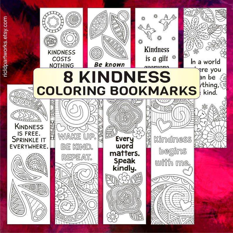 Kindness Quote Coloring Bookmarks: Floral Doodles (PDF/JPEG) - Etsy UK