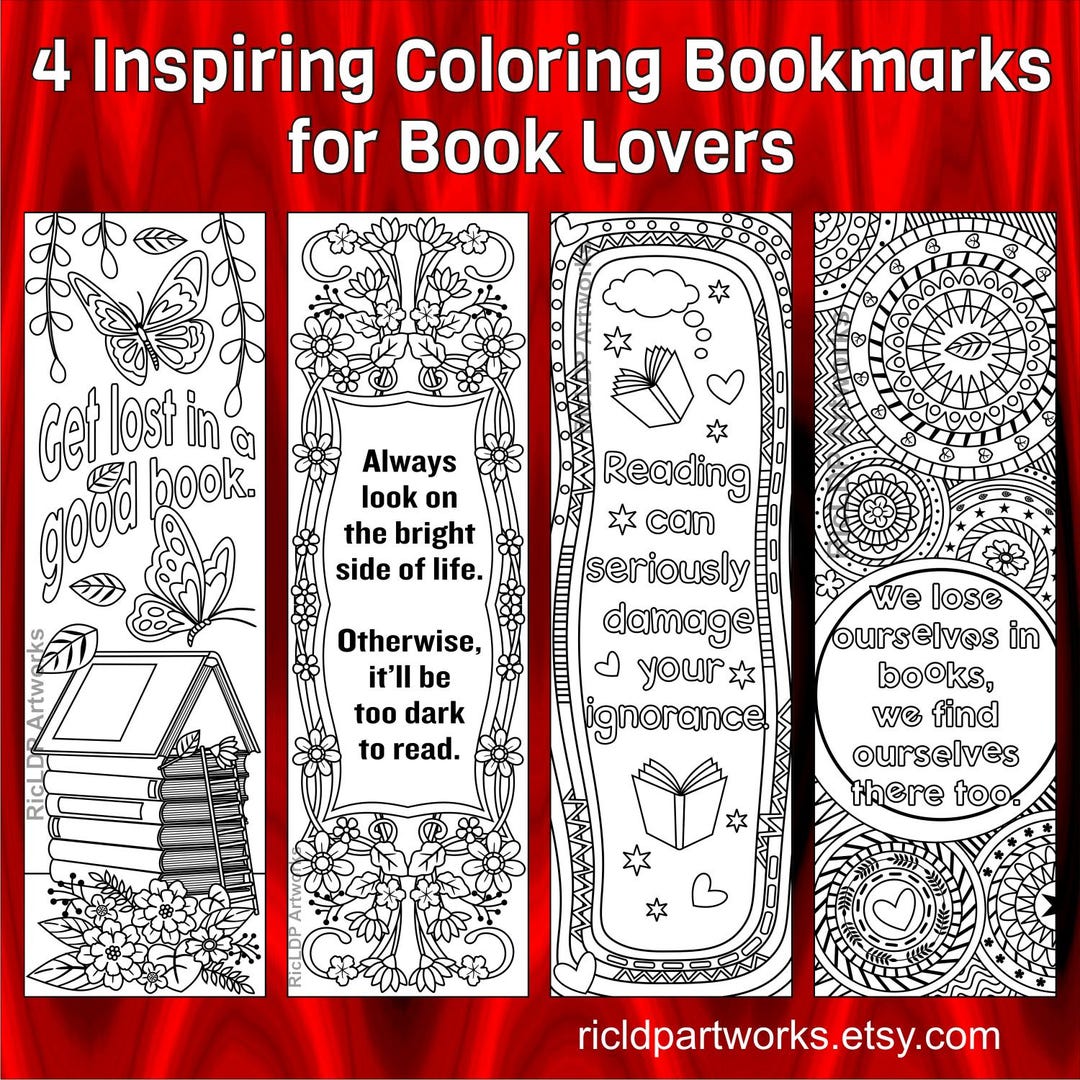 Coloring Bookmarks: Motivational Reading Quotes, Zen Art Doodles (PDF ...