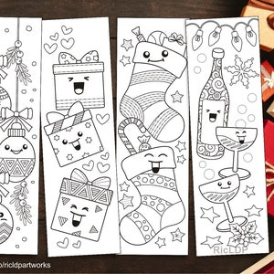 Coloring Bookmarks for Christmas Coloriage, Xmas Doodles Holiday Season ...