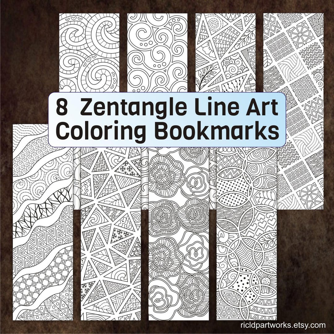 Mindfulness Coloring Bookmarks – 8 Printable Line Art Doodles (PDF ...