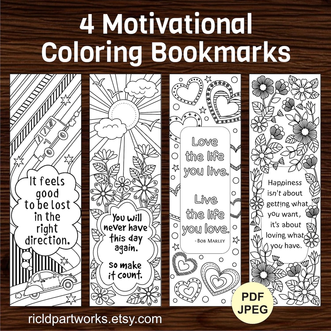 Inspirational Quote Coloring Bookmarks: Zen Doodle Markers (PDF & JPEG ...