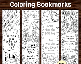 Inspirational Quote Coloring Bookmarks: Zen Doodle Markers (PDF & JPEG ...