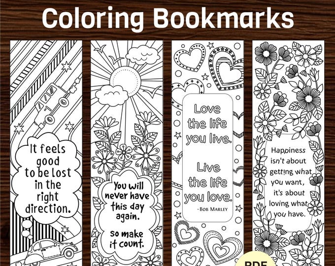 Inspirational Quote Coloring Bookmarks: Zen Doodle Markers (PDF & JPEG ...