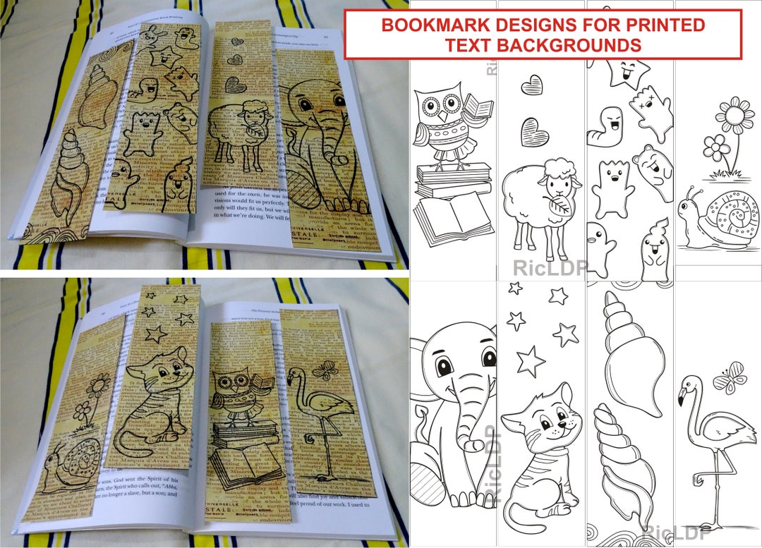 Printing Bookmarks Cute Doodles Old Newspaper DIY Vintage Kitty Sheep ...