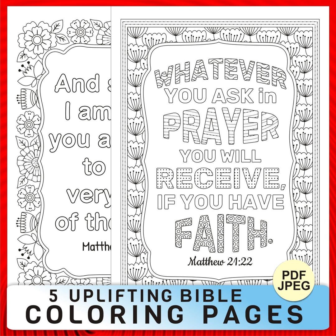 5-pack Scripture Coloring Pages for Christians – Printable Bible Verse ...