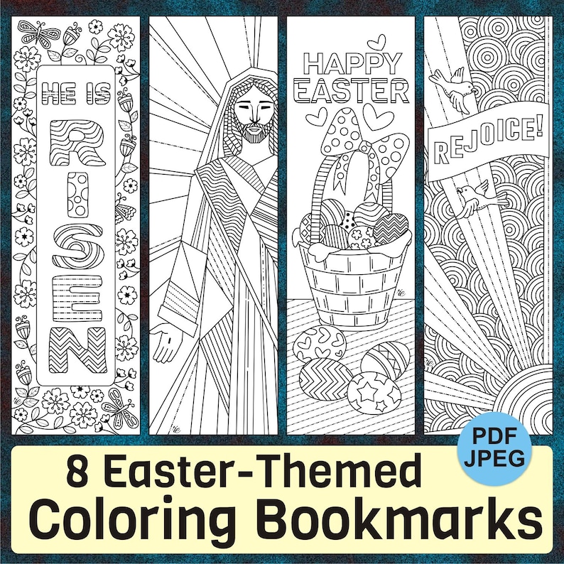 Easter Coloring Bookmarks: Faith-based Doodles (PDF/JPEG) - Etsy