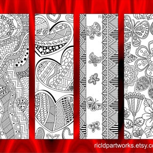 Coloring Bookmarks Zentangle Lineart Zen Doodle Cute Monster Heart ...