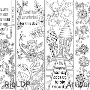 Inspirational Coloring Bookmarks Set of 8, Positive Affirmations ...