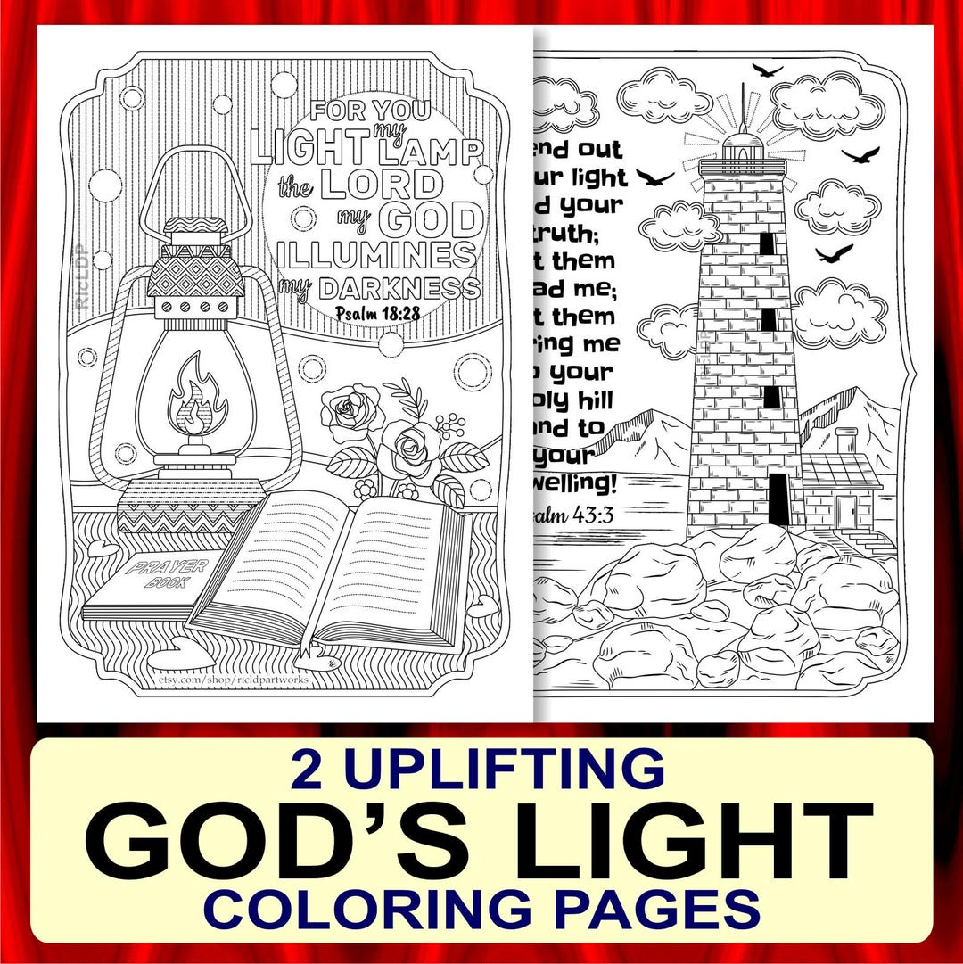 Lighthouse & Lamp Coloring Pages With Psalm Verses – Printable Faith ...
