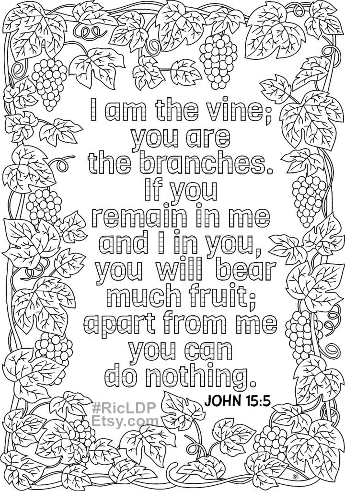 Two Bible Coloring Pages From John 15 & John 6 – Printable Vine ...