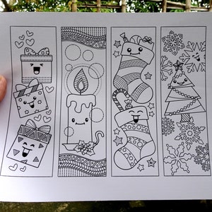 Coloring Bookmarks for Christmas Coloriage, Xmas Doodles Holiday Season ...