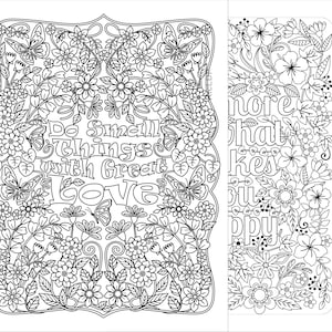 Floral Coloring Pages: Inspirational Line Art (PDF & JPEG) - Etsy