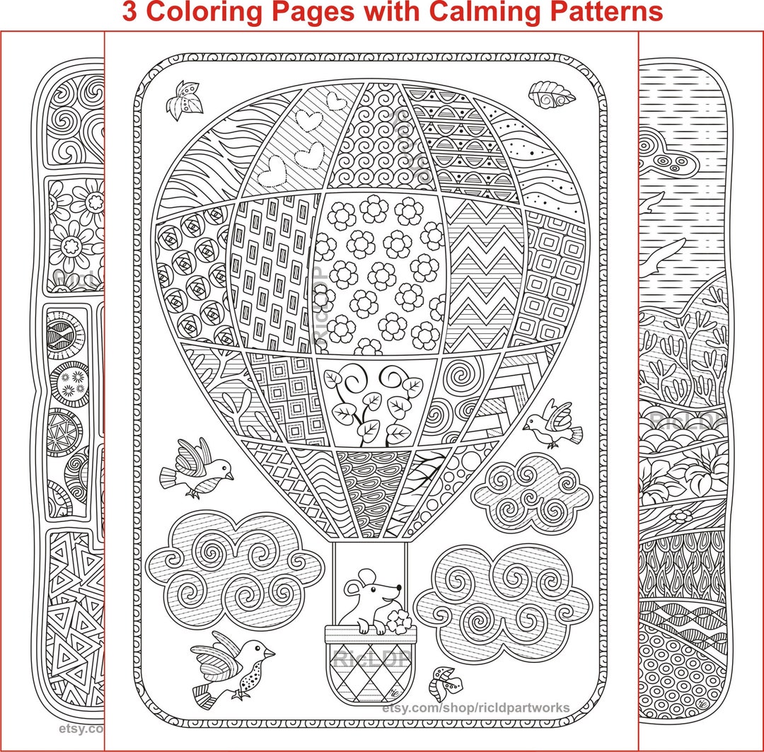 Three Zen Doodle Printable Coloring Pages for Relaxation, Mindfulness ...