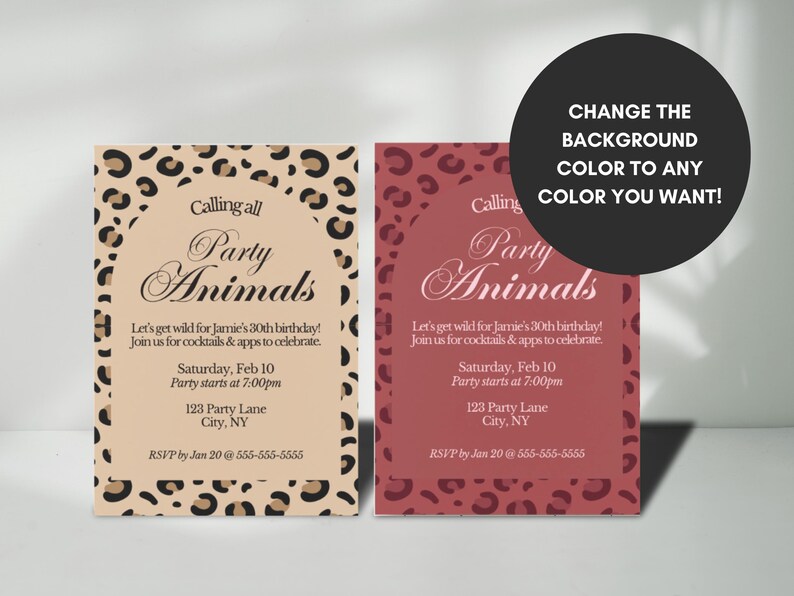 Party Animal Cheetah Birthday Invitation Template, Let's Get Wild Theme ...