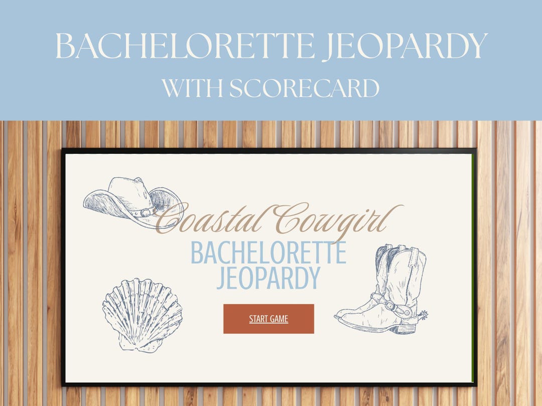 Coastal Cowgirl Bachelorette Jeopardy Game Template, Coastal Blue ...