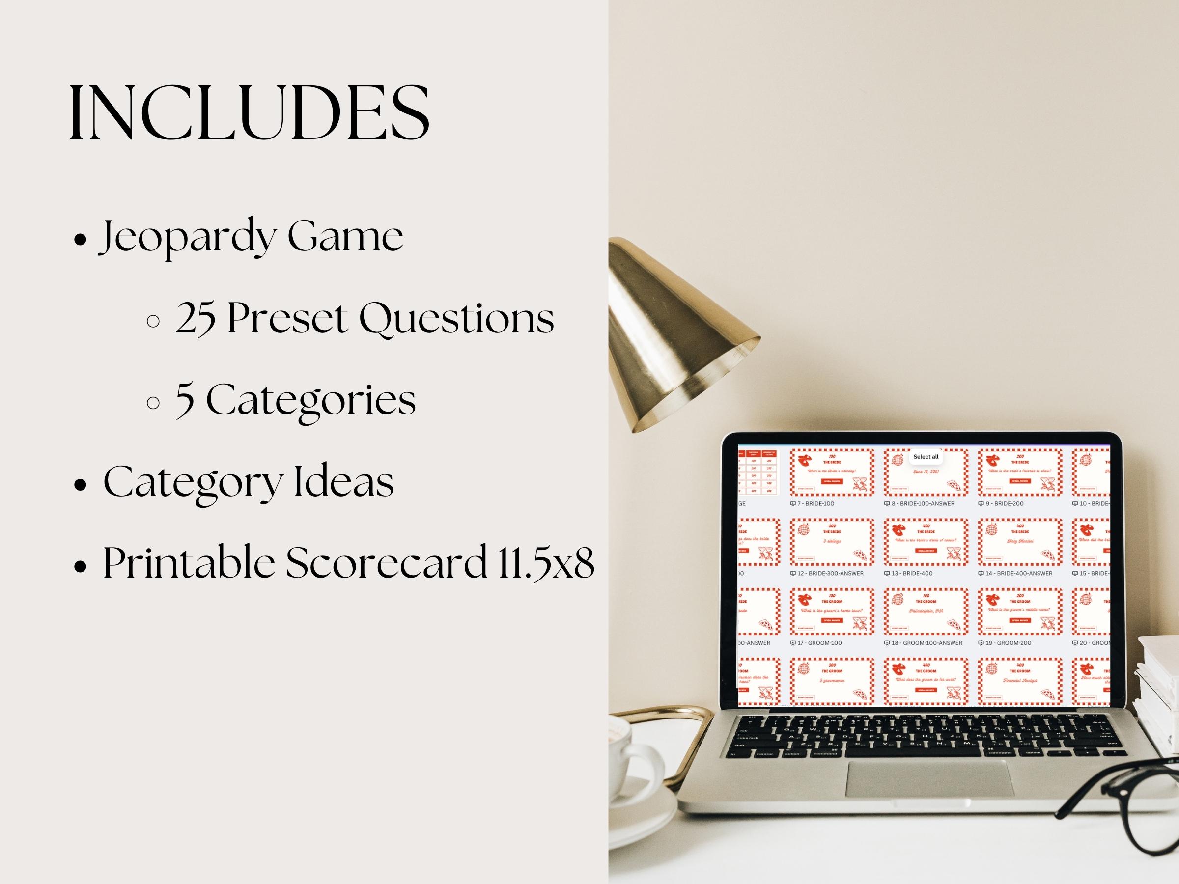 Pizza & Pjs Bachelorette Jeopardy Game Template, Red Retro Pizza ...