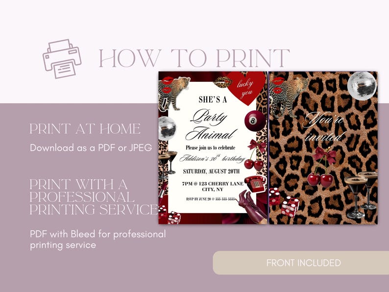 Cherry Leopard Invitation Cheetah Print Red, Cheetah Print Invite ...