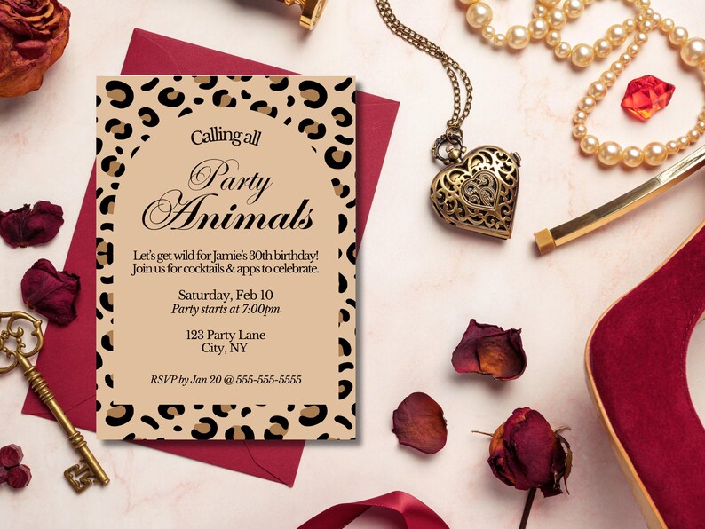 Party Animal Cheetah Birthday Invitation Template, Let's Get Wild Theme ...