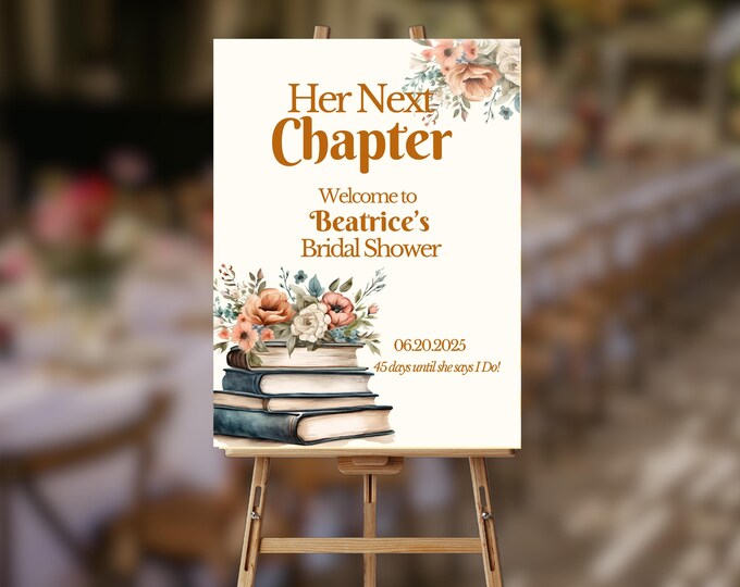 A New Chapter Welcome Sign Template | Editable Her Next Chapter Book ...
