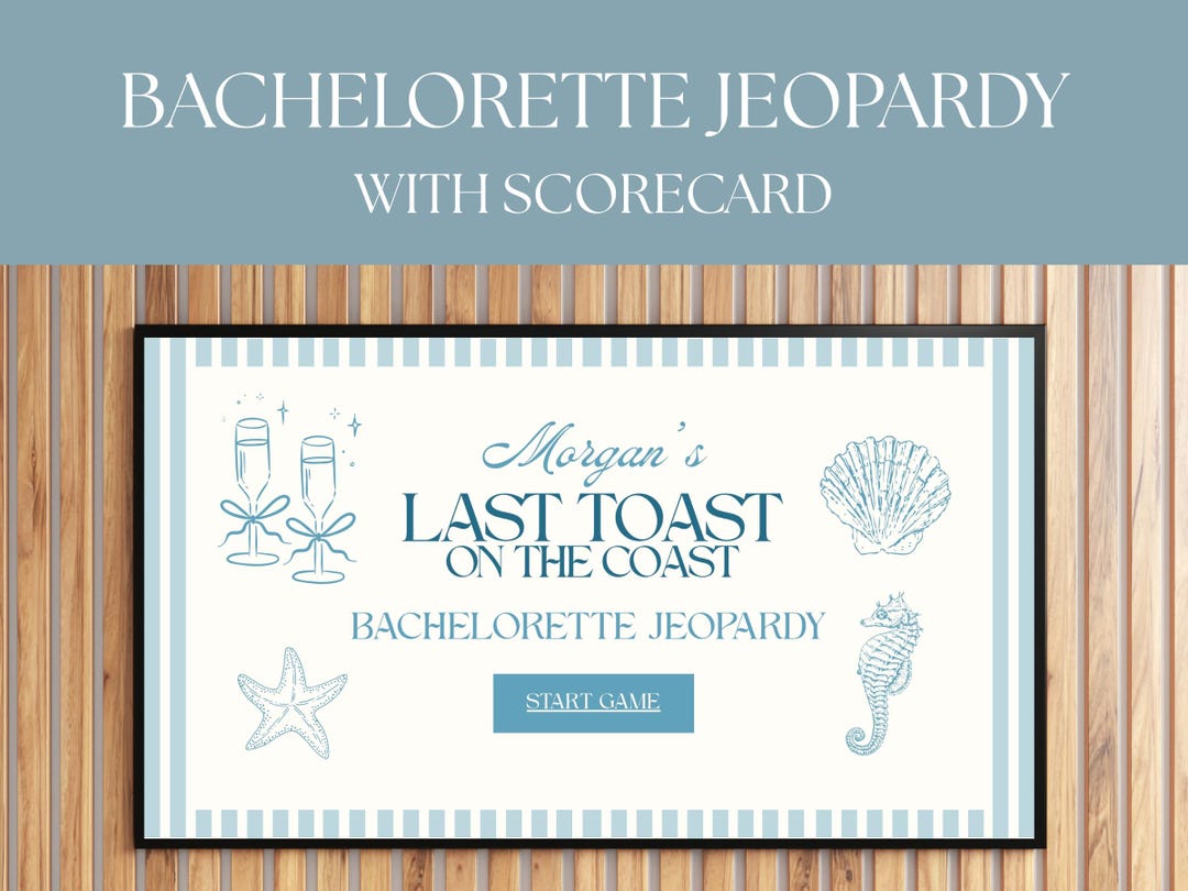 Last Toast Bachelorette Jeopardy Game Template, Coastal Blue ...