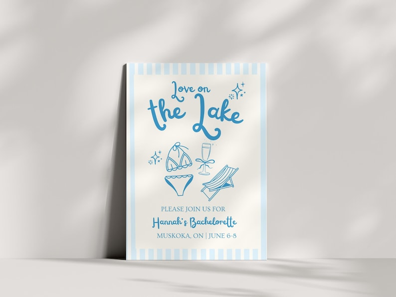 Love on the Lake Bachelorette Invitation, Lake Bachelorette Invite ...