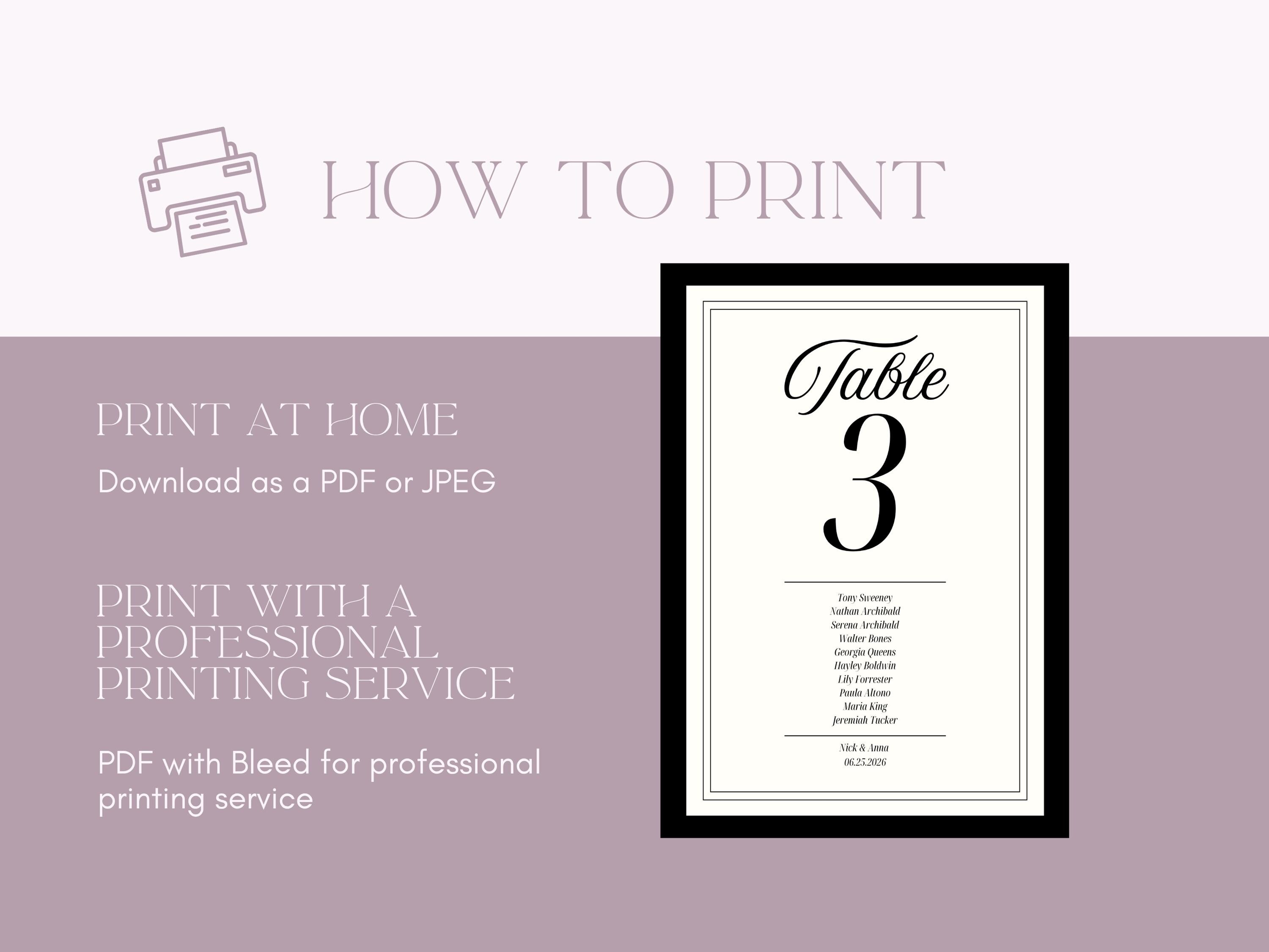 Elegant Black Border Wedding Table Number Template, Trendy Wedding ...