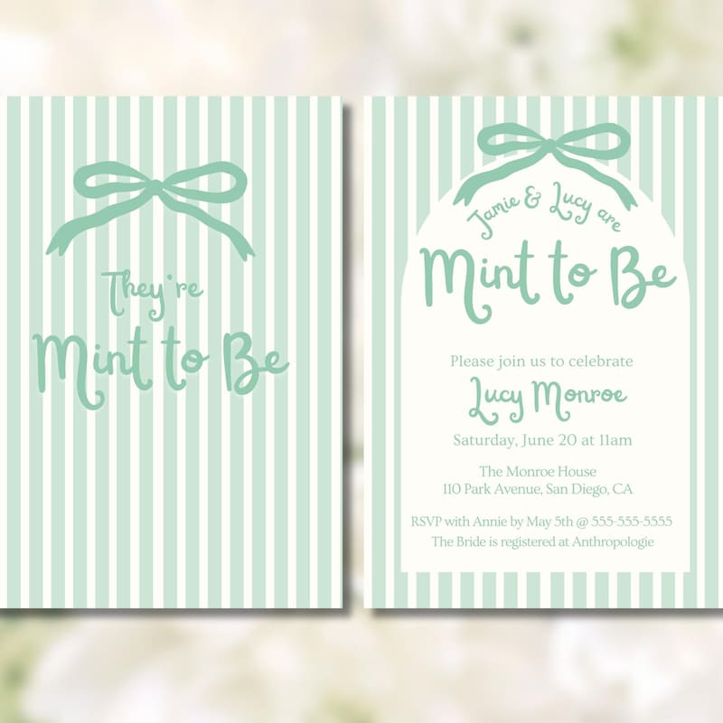 Mint Wedding Invite - Etsy