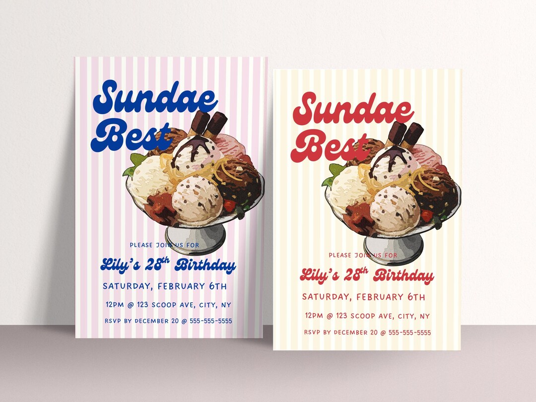 Sundae Best Birthday Invitation, Printable Ice Cream Birthday Invite ...