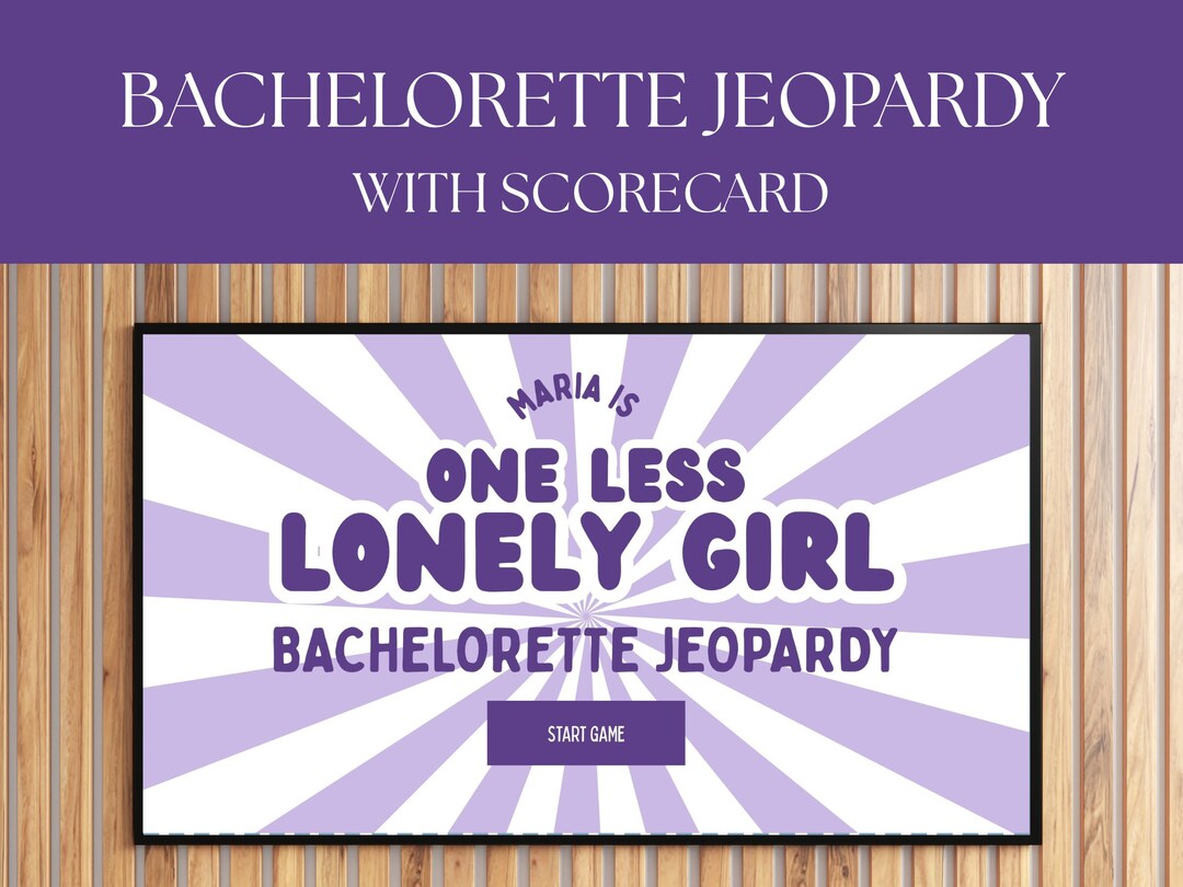 Purple Lonely Girl Bachelorette Jeopardy Game Template, Purple Y2K ...