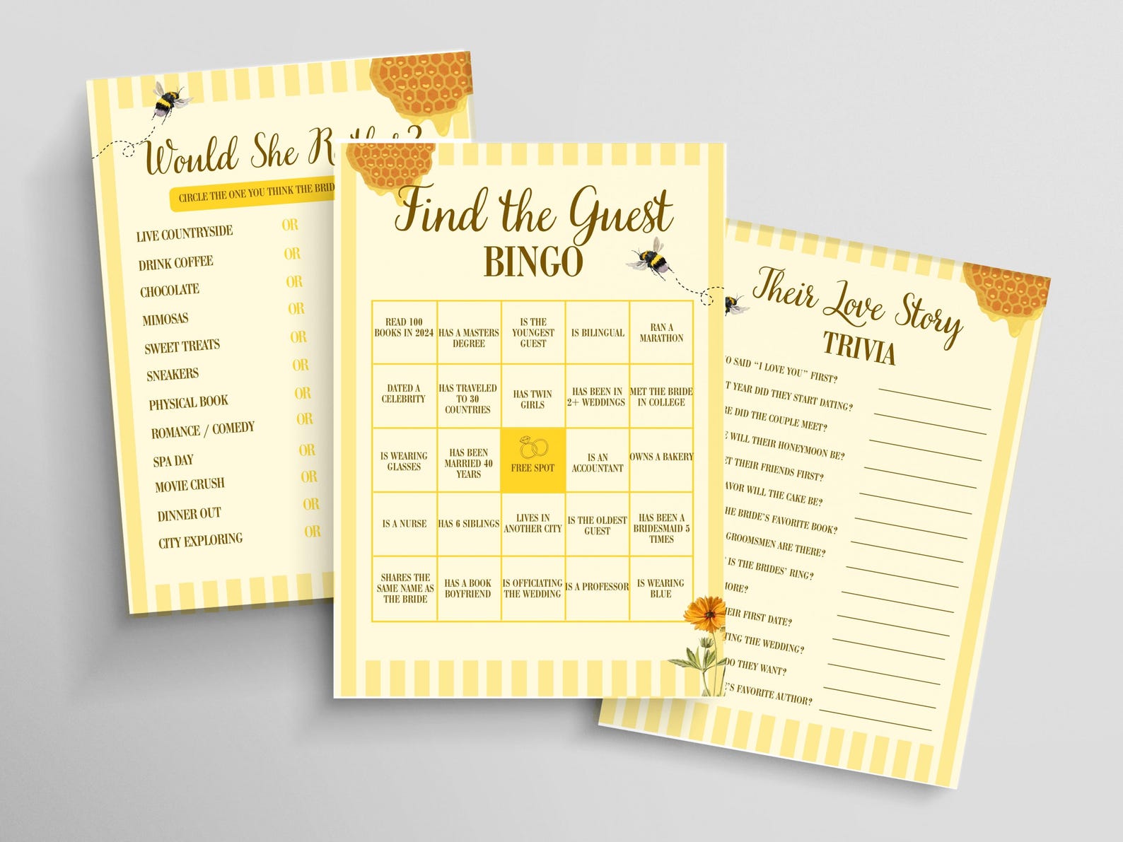 She Found Her Honey Bridal Shower Game Bundle Template, Honey Bee ...