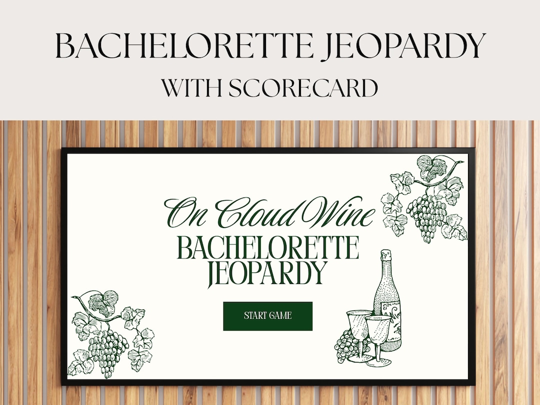 On Cloud Wine Bachelorette Jeopardy Game Template, Green Bachelorette ...