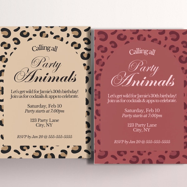 Animal Print Invite - Etsy
