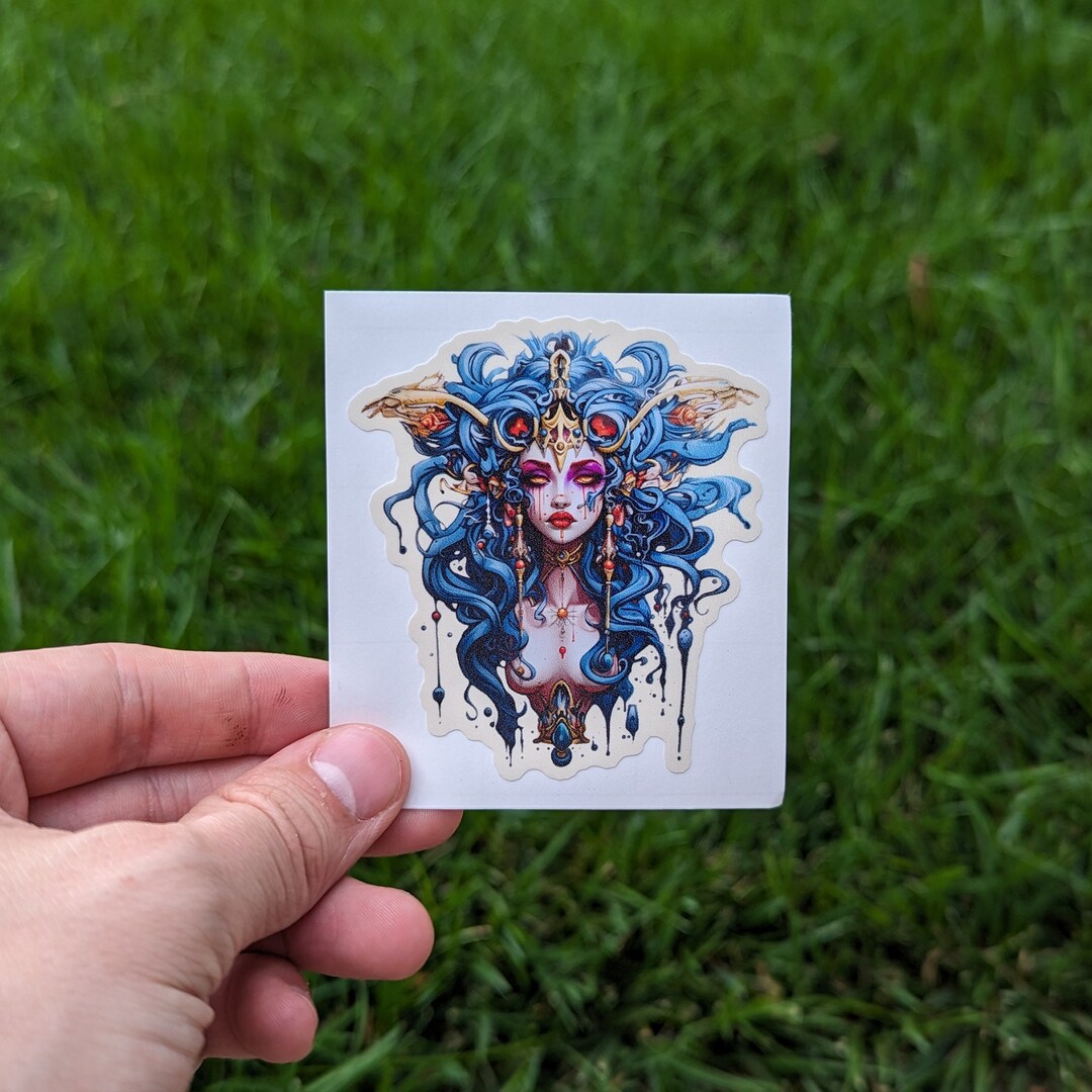 Blue Hair Goddess 3" Waterproof Sticker - Etsy