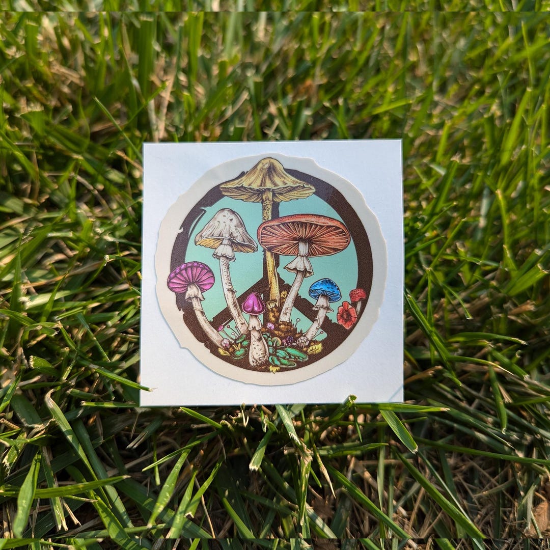 Mushroom Peace Sign 3" Waterproof Sticker - Etsy