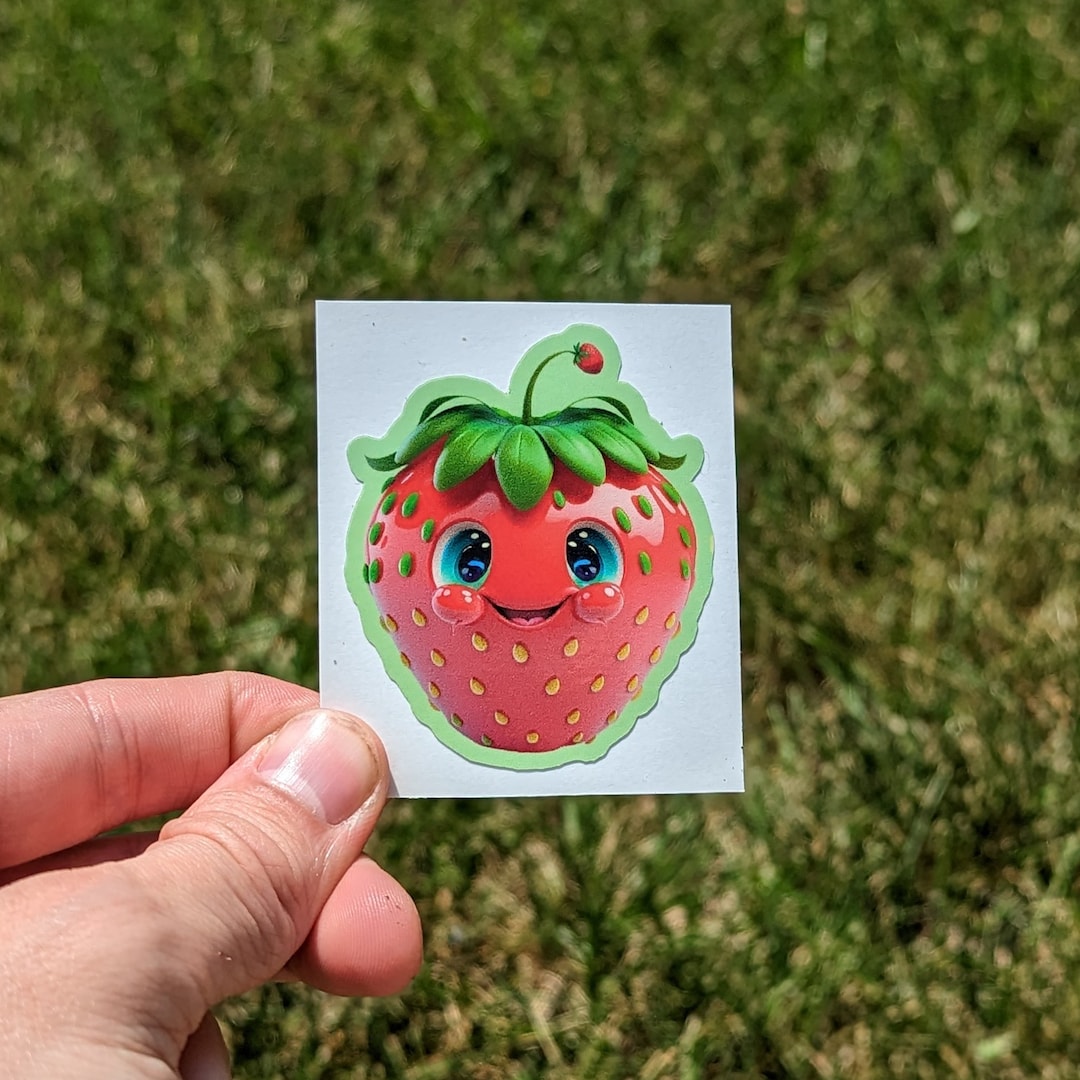 Cute Strawberry 2 Waterproof Sticker - Etsy