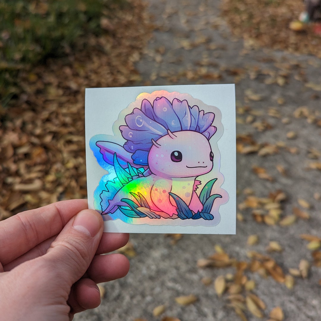Axolotl Holographic Sticker 3 - Etsy