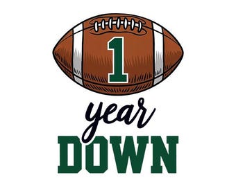 1st Year Down Digital Png Design, First Birthday PNG, Football One ...