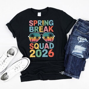 Spring Break Squad 2026 PNG – Retro Sunset Beach Palm Tree Sunglasses ...
