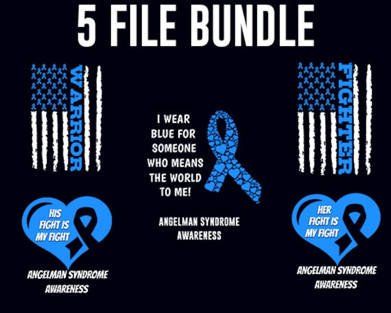 Angelman Syndrome Png Bundle, Angelman Syndrome Awareness, Blue Ribbon ...