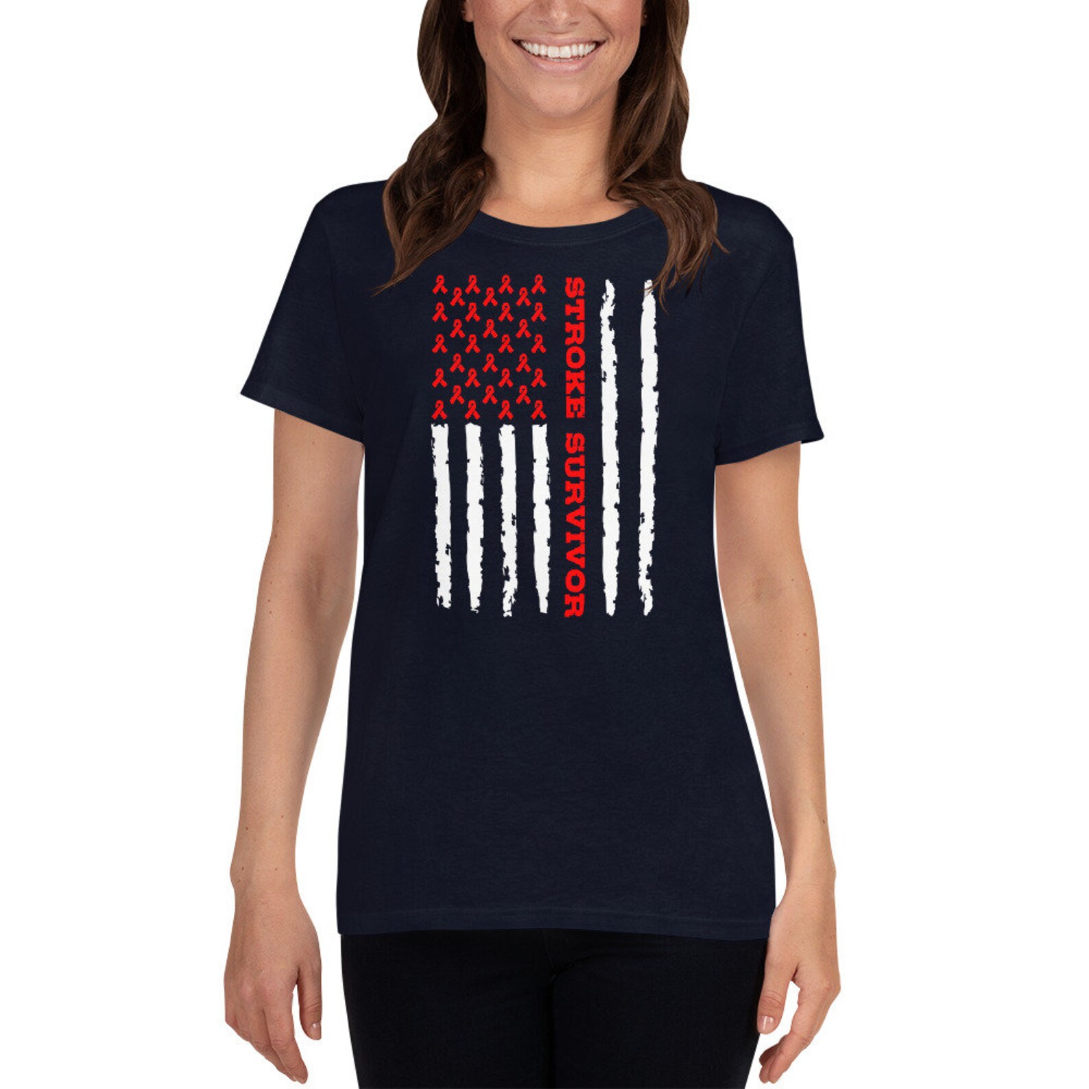 Stroke Shirt - Survivor Red Ribbon Flag - Etsy