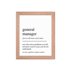 General Manager Gift, General Manager Wall Art, Gifts for General ...