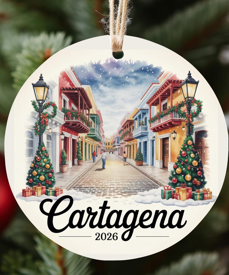 Cartagena Christmas Ornament 2026, Personalized Colombia Xmas Ornament ...