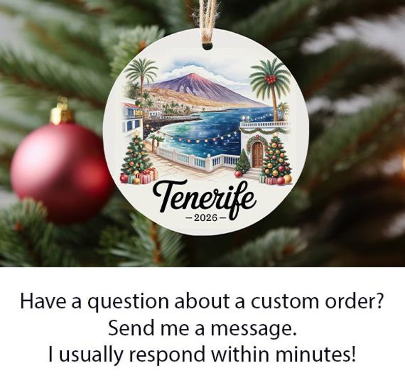 Tenerife Spain Christmas Ornament, Personalized Tenerife Xmas Ornament ...