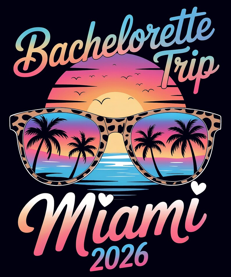 Bachelorette Trip Miami Sublimation PNG – Tropical Sunset Leopard ...