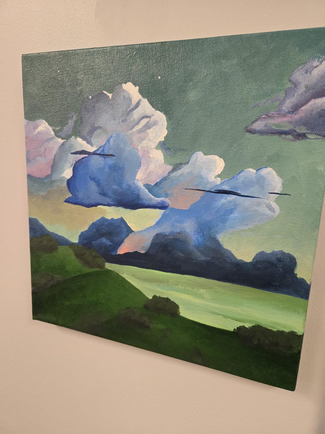 Blue Green Cloud Sunset Sky - 12x12 Landscape Canvas Art - Etsy